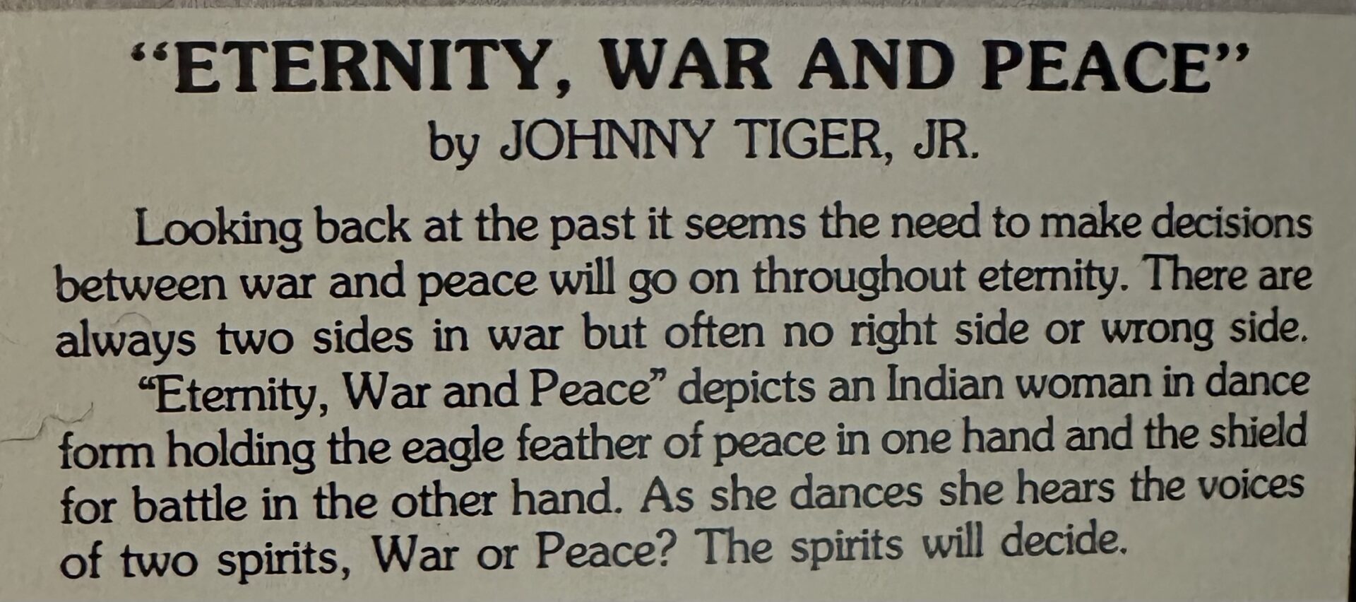 Eternity War And Peace - Print , in Johnny Tiger, Jr. (1940-2015)